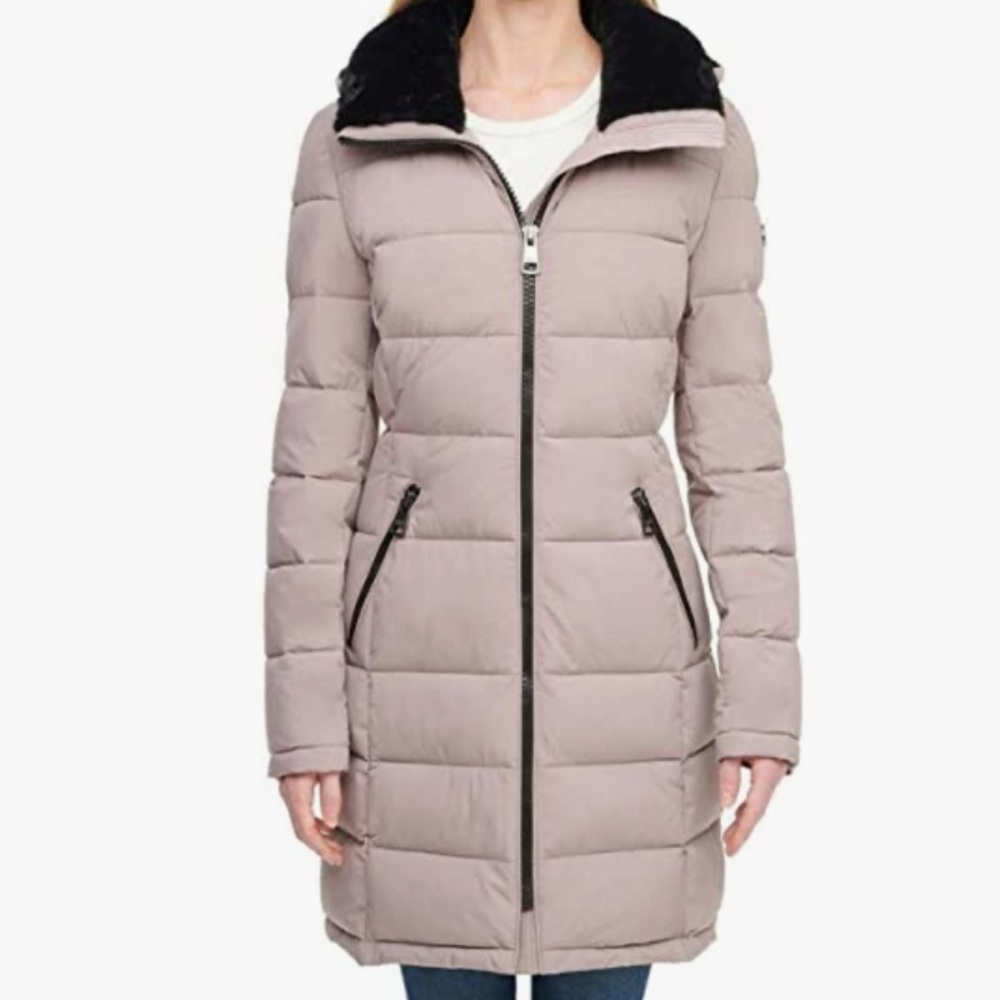 Andrew Marc Long Puffer Coat In Purple - Gem